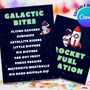 EDITABLE Space Food Labels, Outer Space Party Decor, Birthday Menu ...
