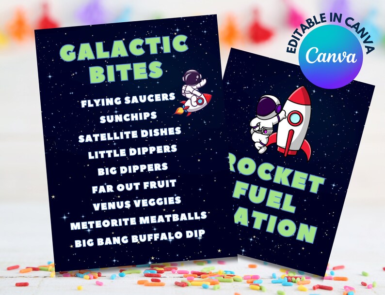 EDITABLE Space Food Labels, Outer Space Party Decor, Birthday Menu ...