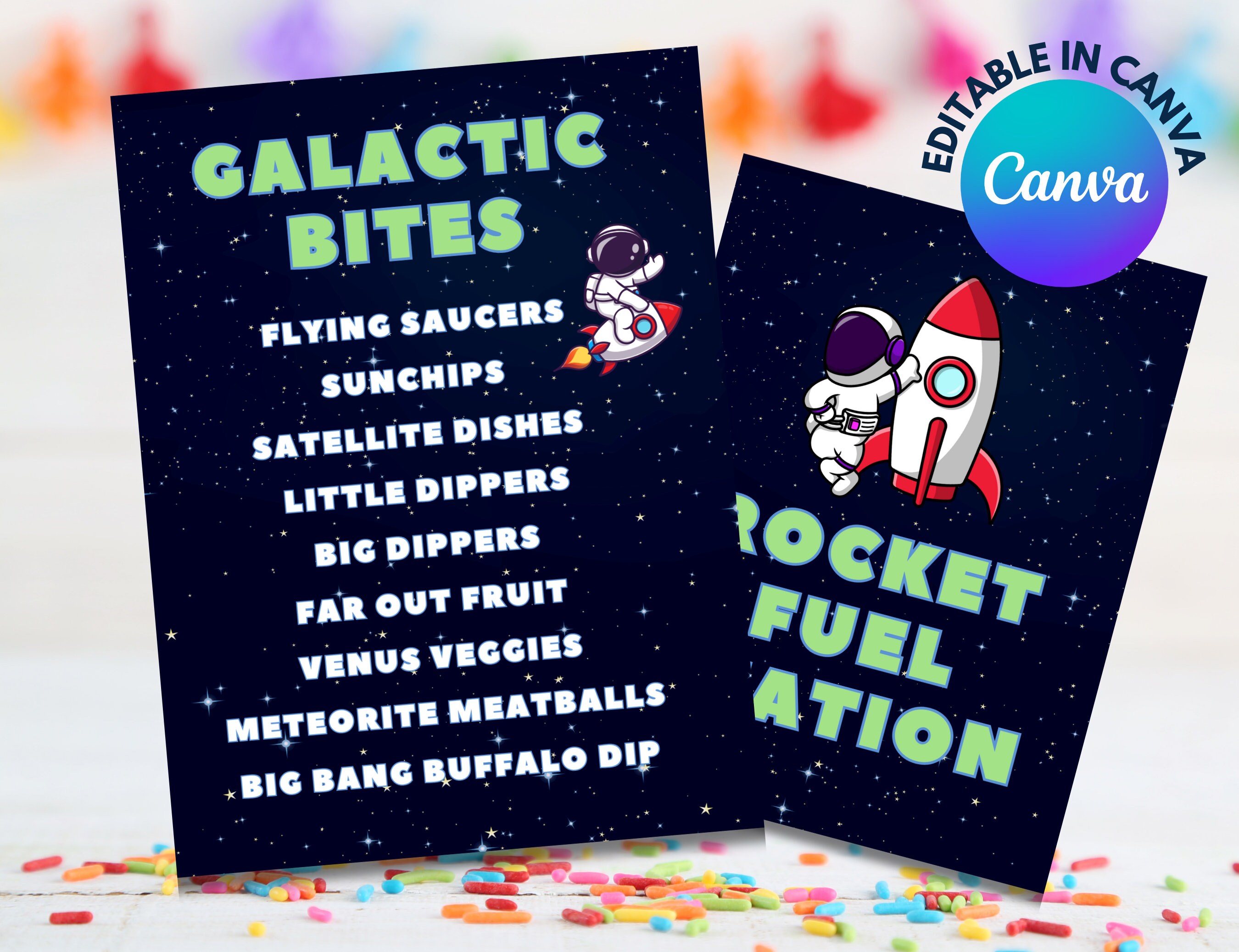 EDITABLE Space Food Labels, Outer Space Party Decor, Birthday Menu ...