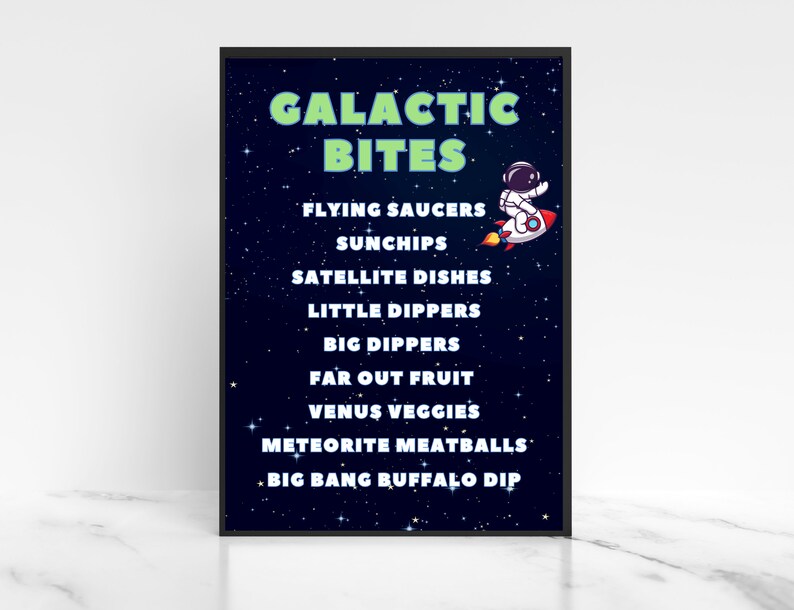 EDITABLE Space Food Labels, Outer Space Party Decor, Birthday Menu ...