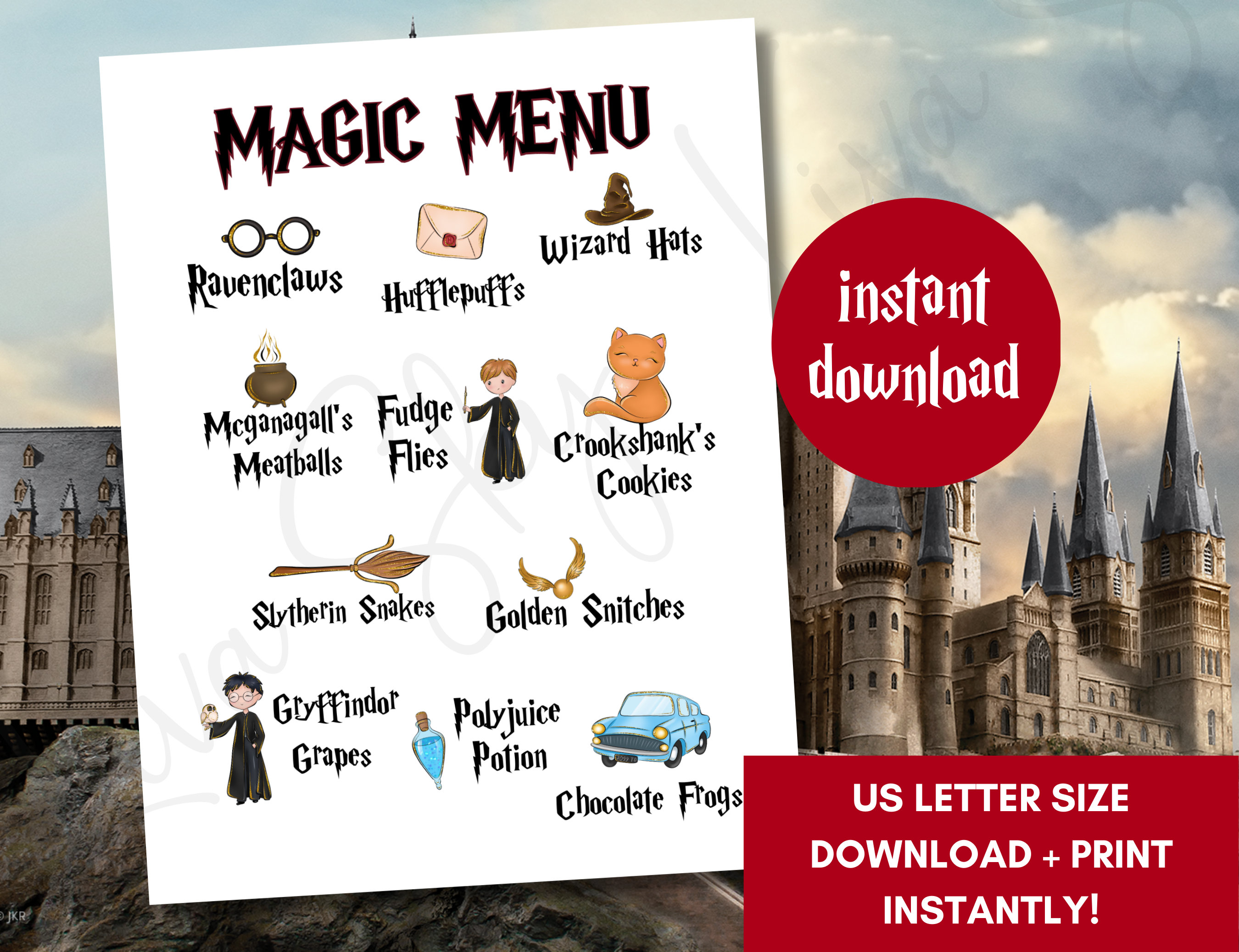 Wizard Birthday Party Menu, Magic Menu, Witches Food Menu, Wizard ...