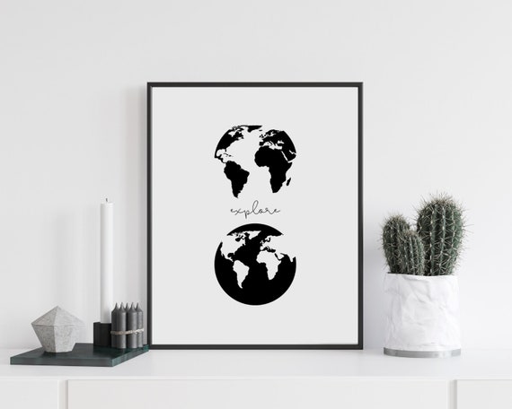 Explore Wall Art Map of the World Gift for Travelers | Etsy