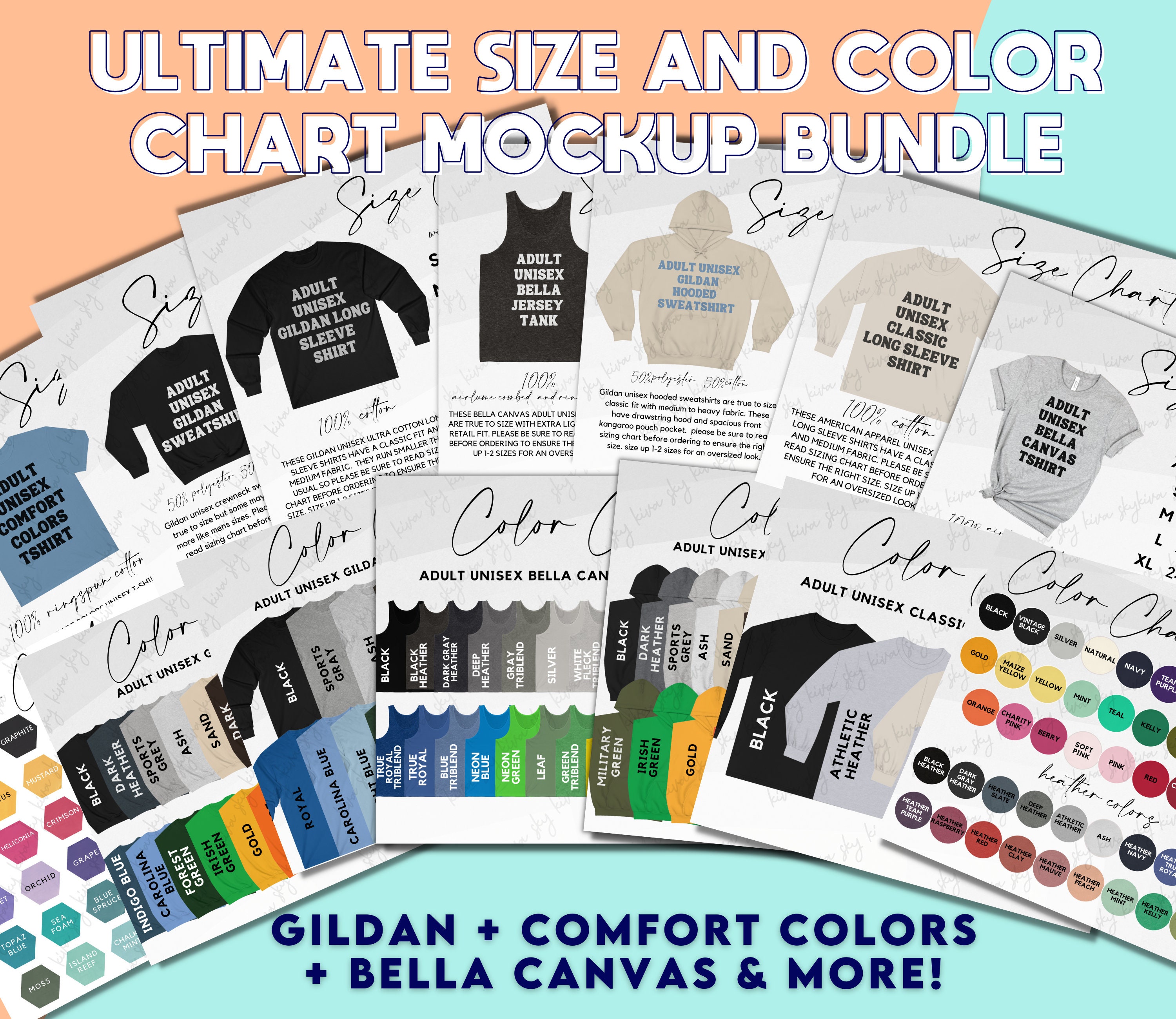 Mineral Wash Color Chart, Colortone Color Chart, Mineral Wash Mockup ...