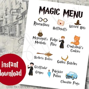 Wizard Birthday Party Menu, Magic Menu, Witches Food Menu, Wizard ...