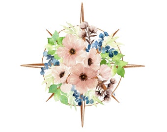Floral Compass Svg - Etsy