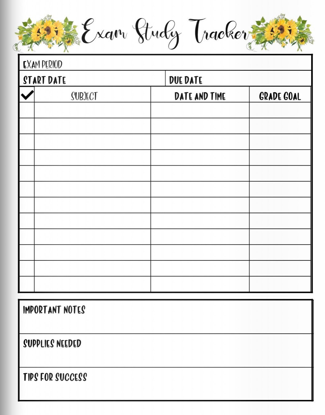 Sunflower Student Planner - Etsy