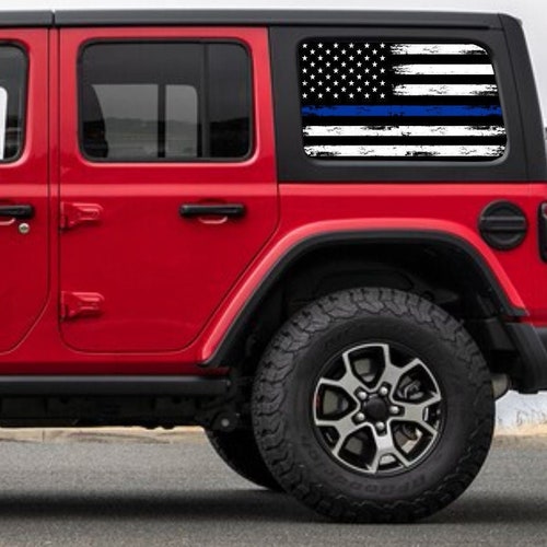 Blue Line Jeep Wrangler Rear Window Wrap Graphic Decal - Etsy