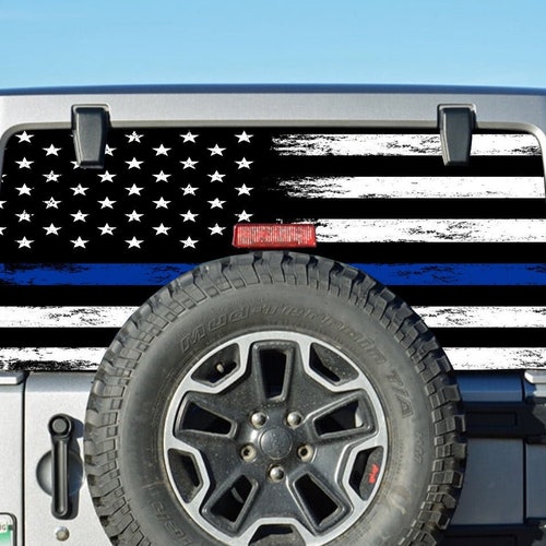 Blue Line Jeep Wrangler Rear Window Wrap Graphic Decal - Etsy