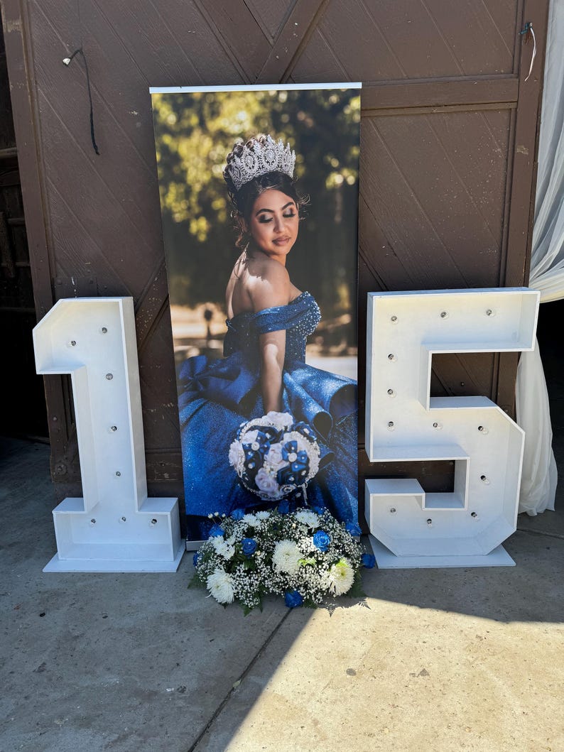 Quinceañera Banner Display 3 INCLUDED | Custom Retractable Backdrop ...