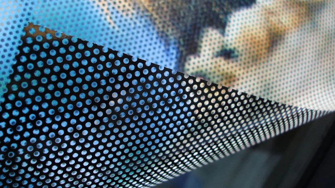 Store Front Signage | Perforate Adhesive Vinyl | Privacy Blocker | One ...