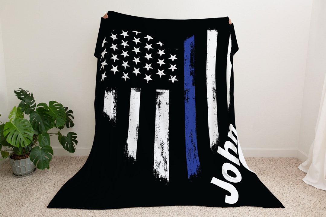 Custom Police Blanket | Personalized Thin Blue Line Blanket| American ...