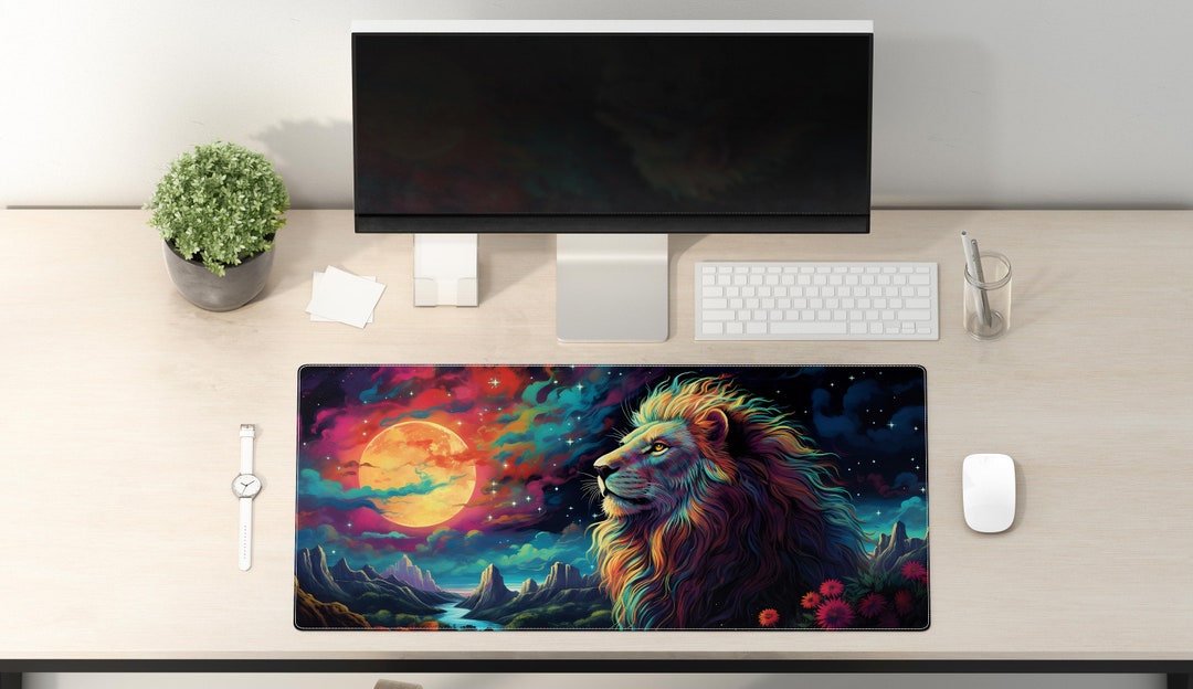Gaming Mouse Pad - Colorful Lion Desk Mat - Large Desk Pad - Extend ...