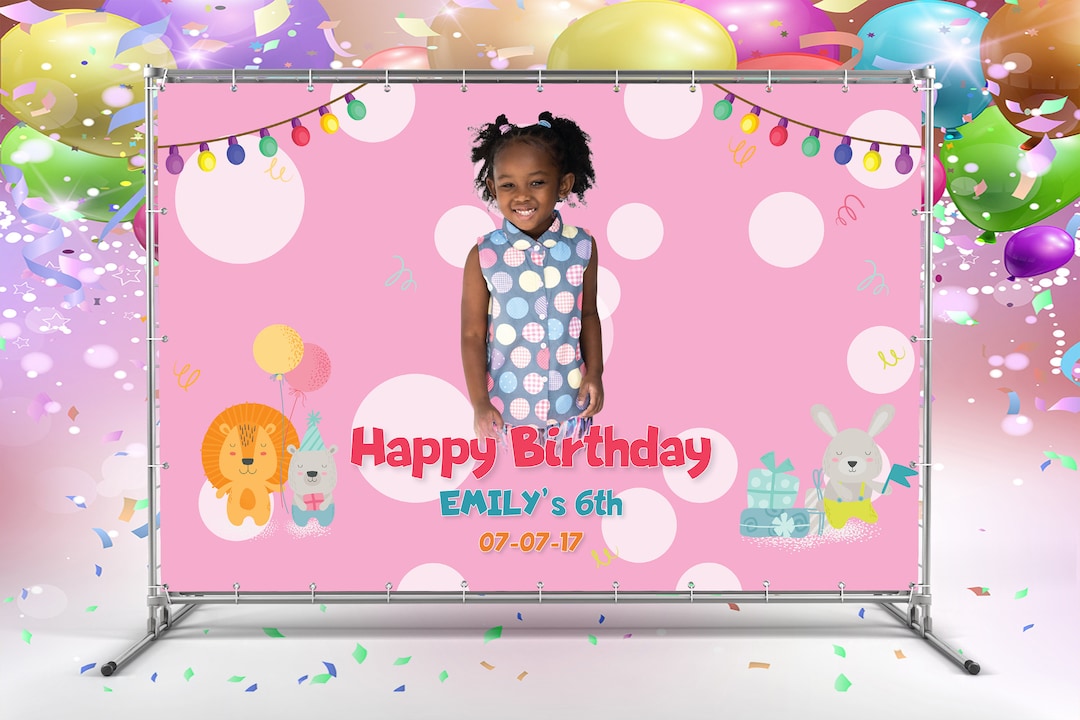 Custom Photo Birthday Backdrop, Magical Girl Birthday Banner ,party ...
