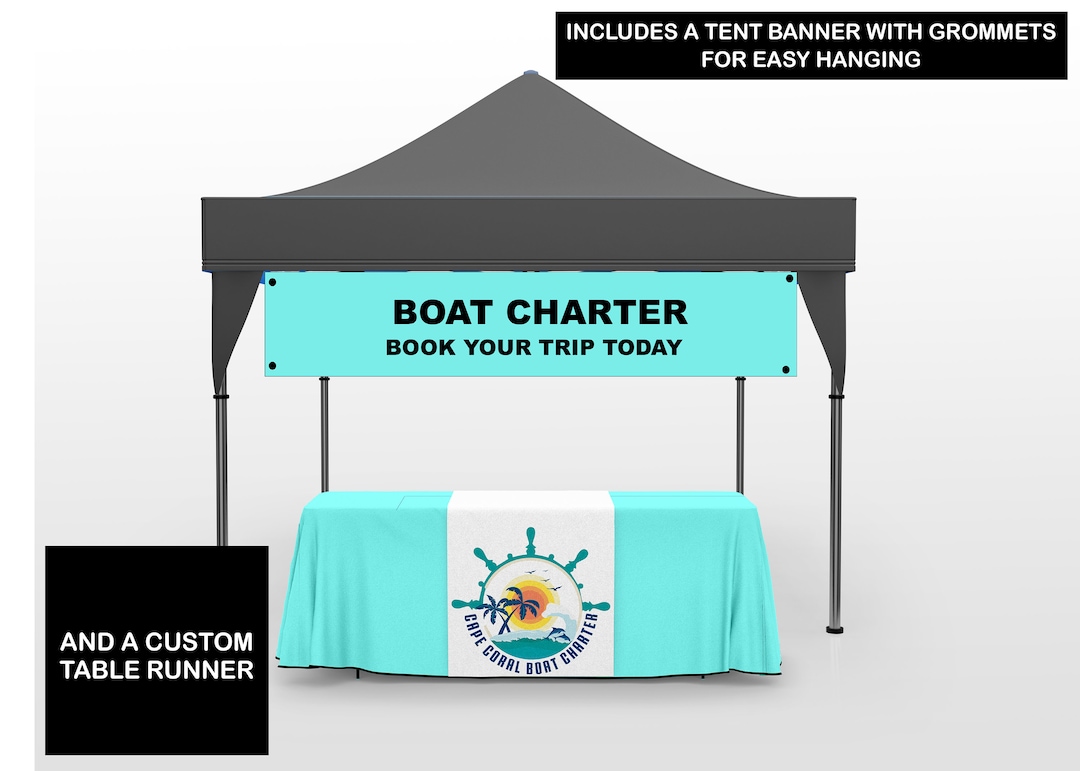 Custom Tent Banner and Table Runner Made in USA Pop up Shop Custom ...