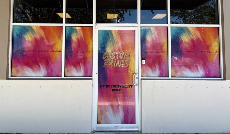 Store Front Signage | Perforate Adhesive Vinyl | Privacy Blocker | One ...