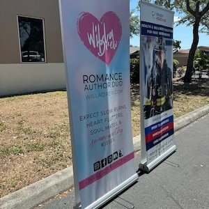 Double Sided Retractable Banner Stand 33x80”, Graphic on Both Sides ...