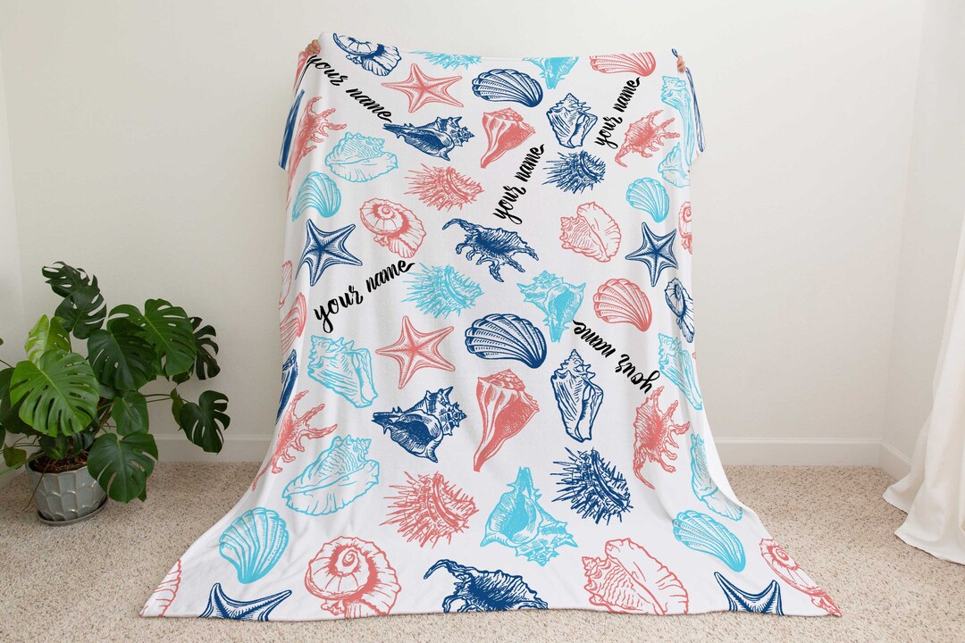 Seashell Blanket - Beach House Decor - Under the Sea Throw - Classic ...