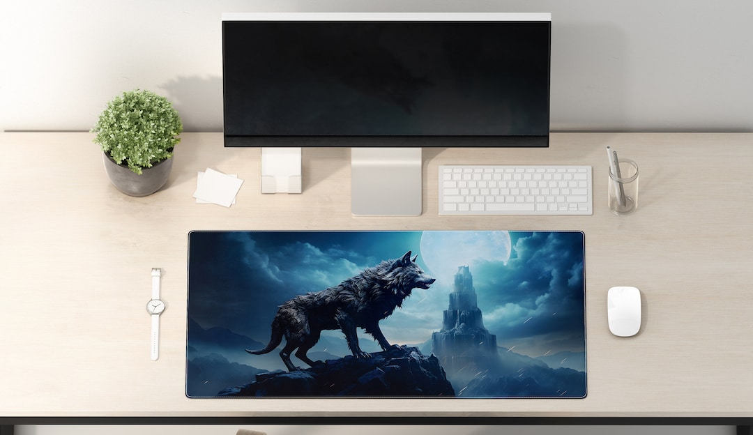 Gaming Mouse Pad - Wolf - Gaming Desk Mat - Large Desk Pad - Extend ...