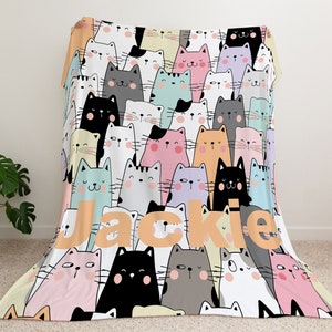 Cats Blanket - Cats Print Blanket - Cat Throw Blanket - Cat Mom Dad ...