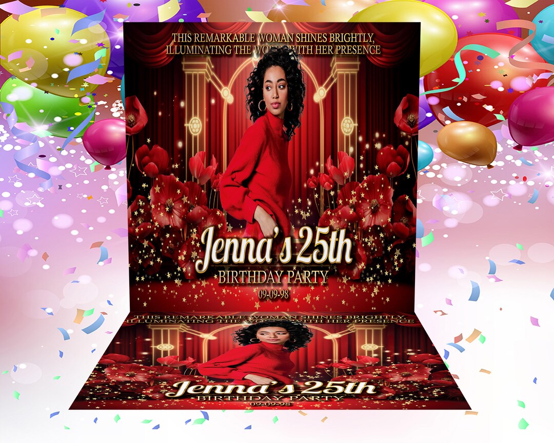 Custom Photo Birthday Backdrop AND Floor Decal-red Carpet Banner ...