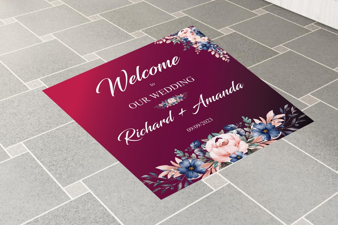Custom Wedding Floor Decal, Red Flower Theme, Wedding Floor Decal ...