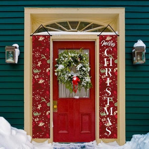 Outdoor Christmas Banner for Front Door, Christmas Decor, Front Porch ...