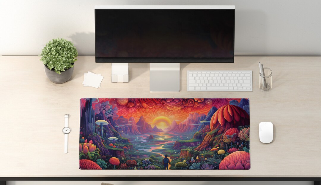 Gaming Mouse Pad trippy Mushroom Gaming Desk Mat Large Desk Pad Extend ...