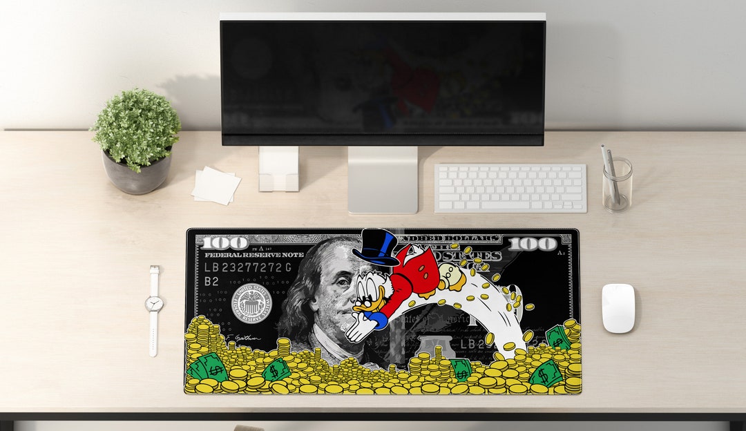Gaming Mouse Pad Hundred Dollar Bill Cartoon Gaming Desk Mat Large Desk ...