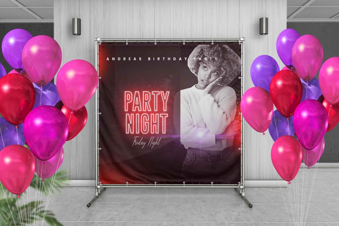 Custom Photo Birthday Backdrop, Party Sparkle Birthday Party Backdrop ...