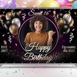 Custom Photo Birthday Backdrop, Party Sparkle Birthday Party Backdrop ...
