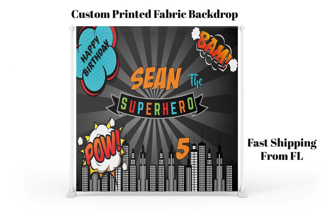 Custom Birthday Backdrop Event Backdrop Birthday Party Comic Design ...