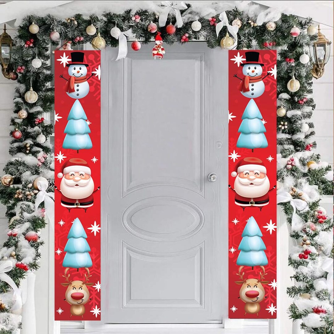 Outdoor Christmas Banner for Front Door, Christmas Decor, Front Porch ...