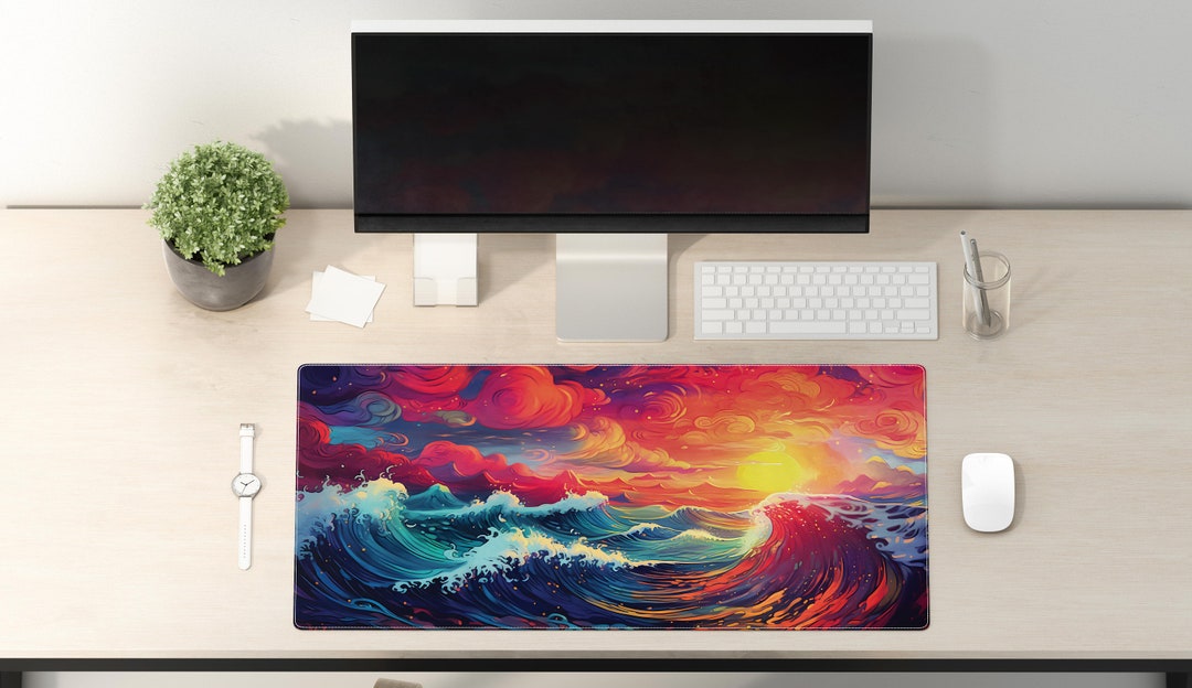 Gaming Mouse Pad -sunset Wave Desk Mat - Large Desk Pad - Extend Gaming ...
