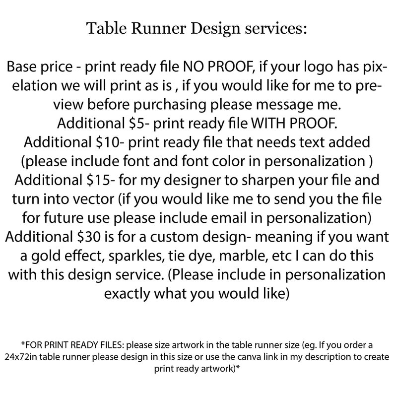 Custom Table Runner 24'' X 60'' Full Color Printing With Your Logo and ...