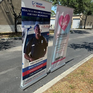 Double Sided Retractable Banner Stand 33x80”, Graphic on Both Sides ...