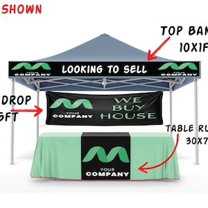 Combo of 3: 10x10ft Tent Banner and Table Runner, 3 Personalized ...