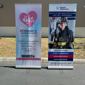 Double Sided Retractable Banner Stand 33x80”, Graphic on Both Sides ...