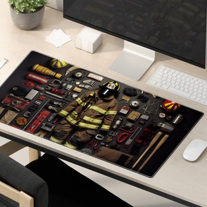 Gaming Mouse Pad - Firefighter Gaming Desk Mat - Large Desk Pad ...