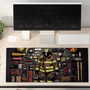 Gaming Mouse Pad Firefighter Gaming Desk Mat Large Desk Pad Extend ...