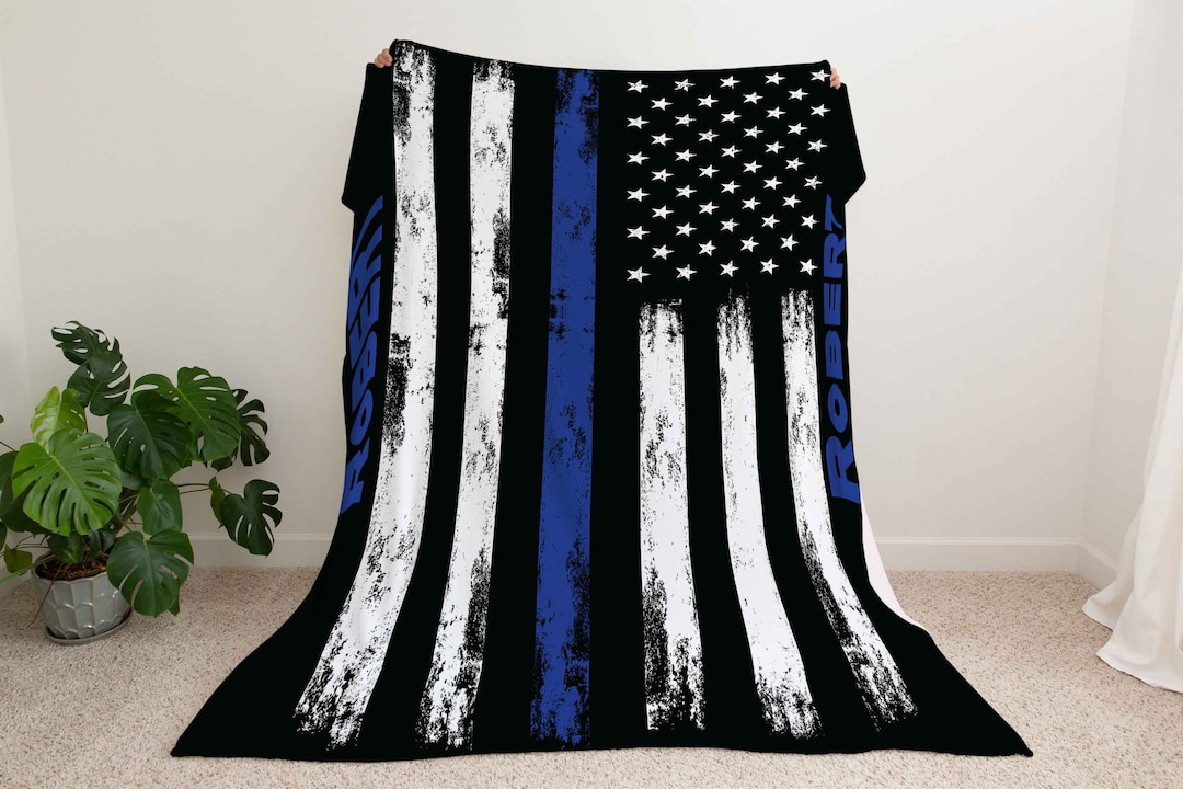 Custom Police Blanket | Personalized Thin Blue Line Blanket| American ...