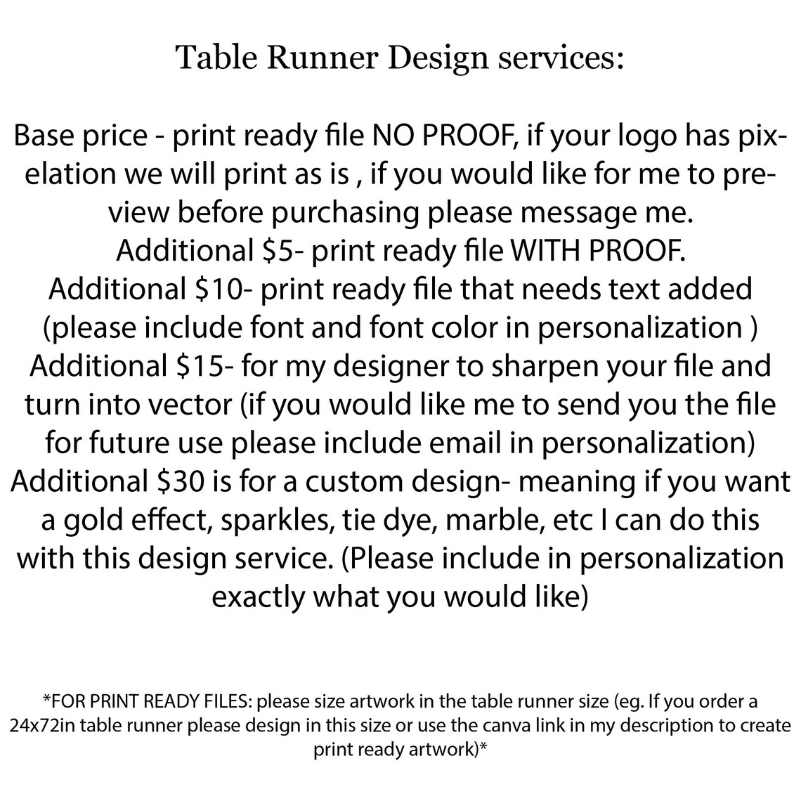 Custom Table Runner Full Color Printing With YOUR Logo and - Etsy