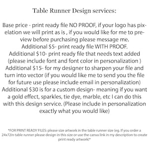 Custom Table Runner| Full Color Printing With YOUR Logo and Text| Free ...