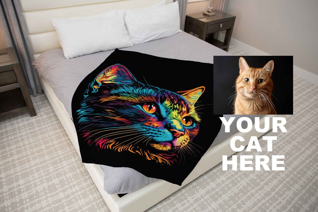 Cat Face Blanket - Cats Print Blanket - Cat Throw Blanket - Cat Mom Dad ...