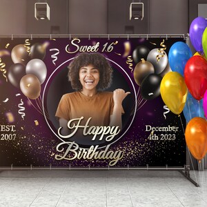 Custom Photo Birthday Backdrop, Party Sparkle Birthday Party Backdrop ...