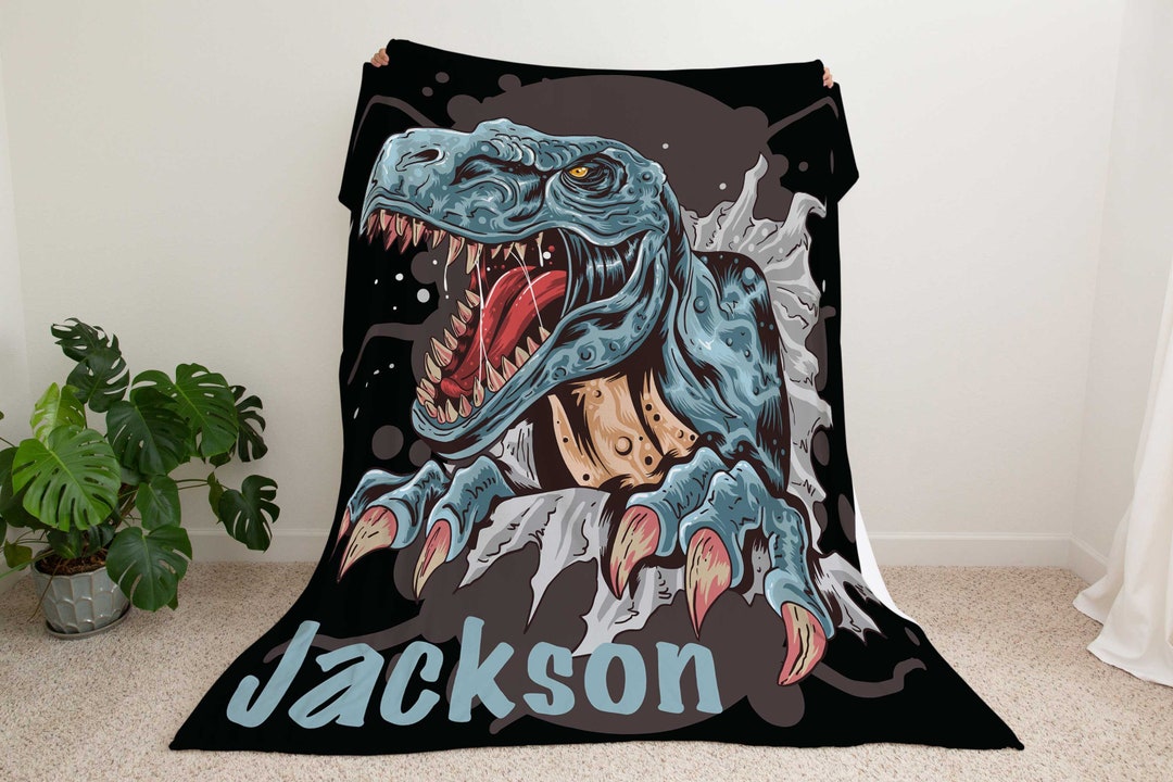 Personalized Dinosaur Blanket for Kids Gift | Custom Name Blanket ...