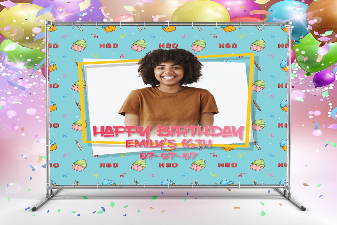 Custom Photo Birthday Backdrop Cupcake Birthday Party Backdrop Birthday ...