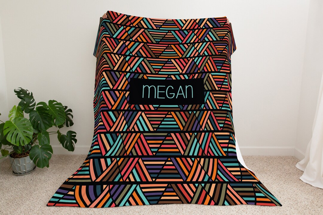 Colorful Abstract Blanket , Custom Name Blanket , Modern Art Blanket ...