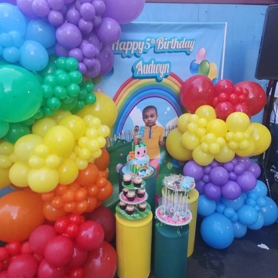 Custom Photo Birthday Backdrop, Balloon Birthday Banner ,party Backdrop ...