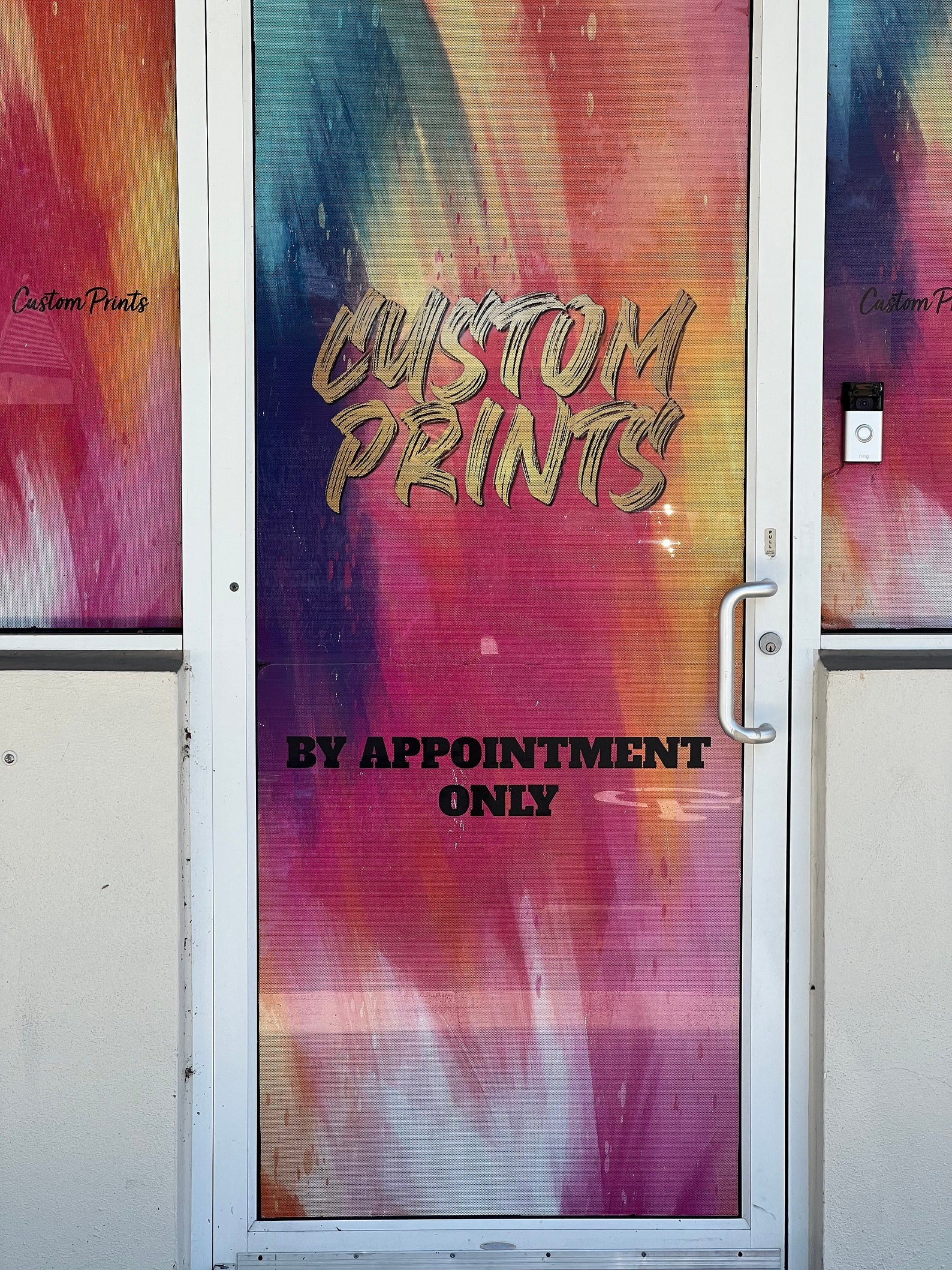 Store Front Signage | Perforate Adhesive Vinyl | Privacy Blocker | One ...