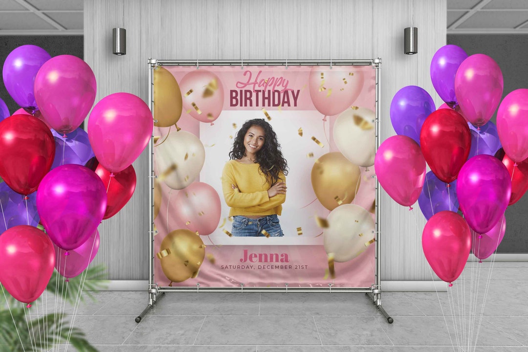 Custom Photo Birthday Backdrop, Party Sparkle Birthday Party Backdrop ...